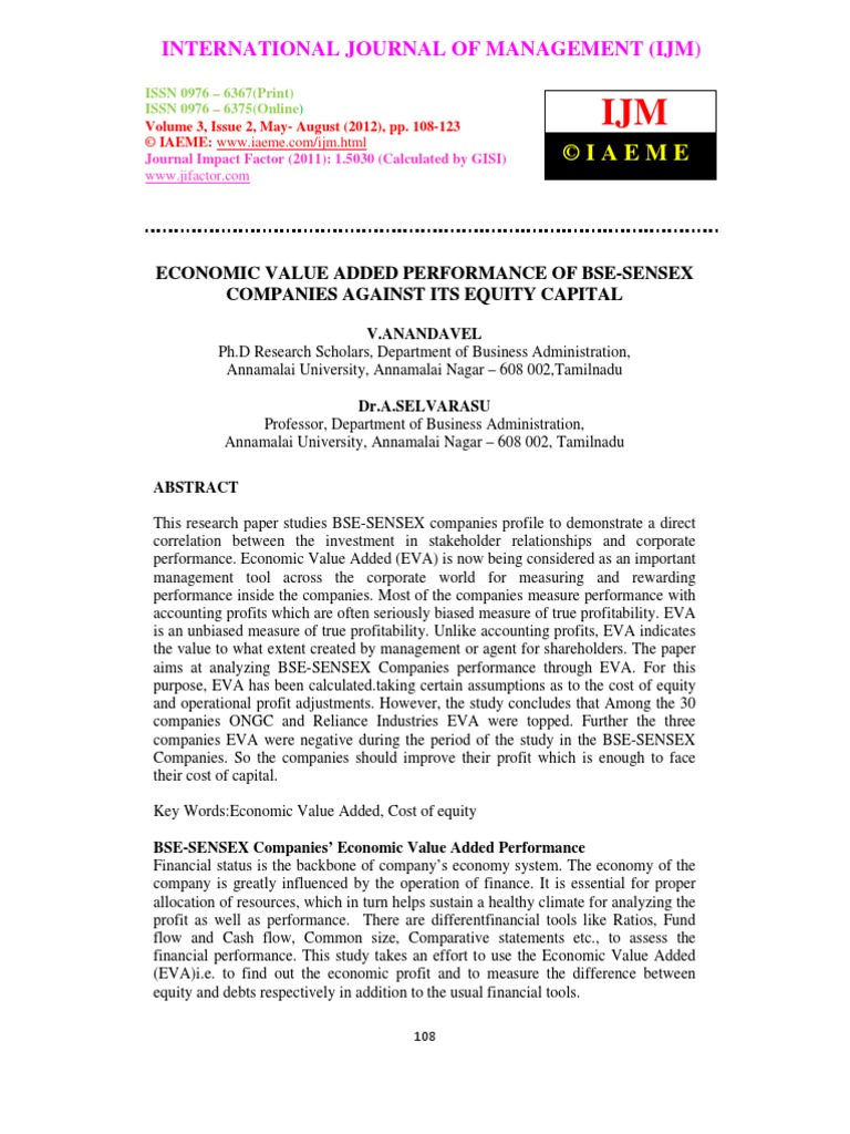 Economic Value Added Performance | PDF