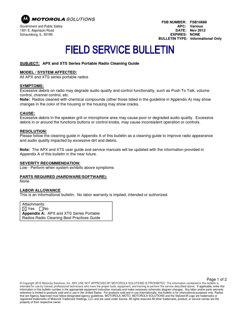 APX and XTS Series Portable Radio Cleaning Guide | PDF | Vacuum Cleaner ...
