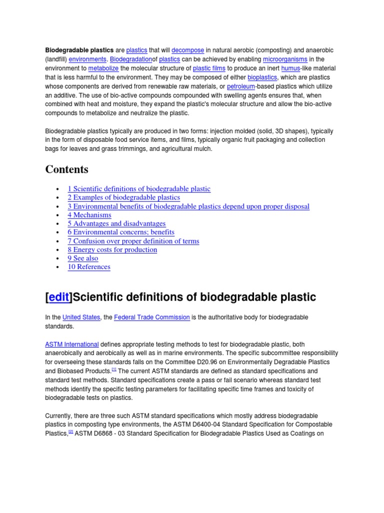 Biodegradable Plastics | PDF | Biodegradation | Plastic