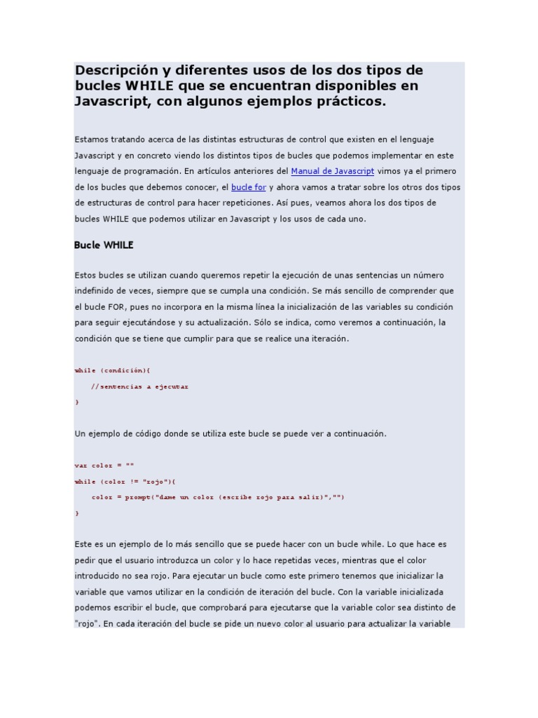 Estructura de While y Do While | PDF | Script Java | Lenguaje de ...