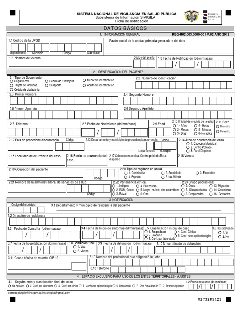 Ficha de Notificacion Sivigila - Datos Básicos | PDF | Derecho