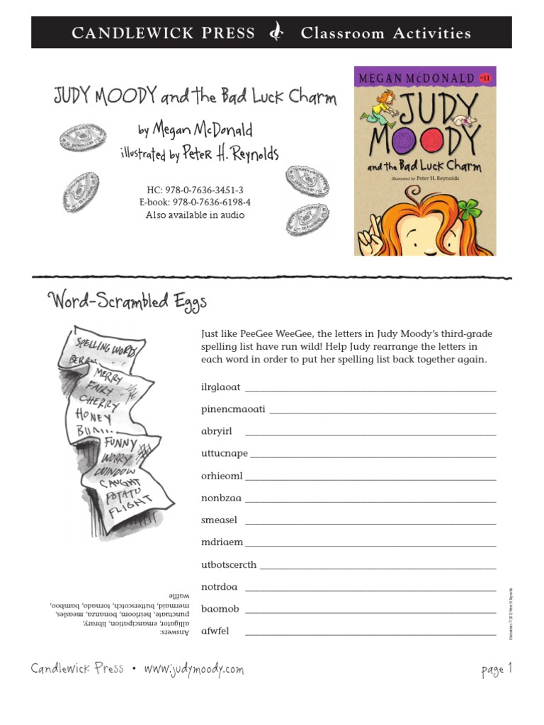 Judy Moody and The Bad Luck Charm Classroom Activities Kit | PDF