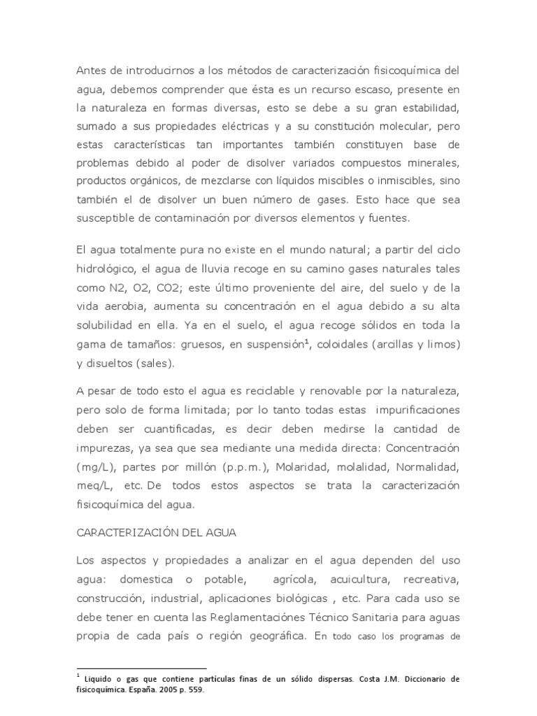 Caracterización Fisicoquímica Del Agua | PDF | Agua | Agua potable