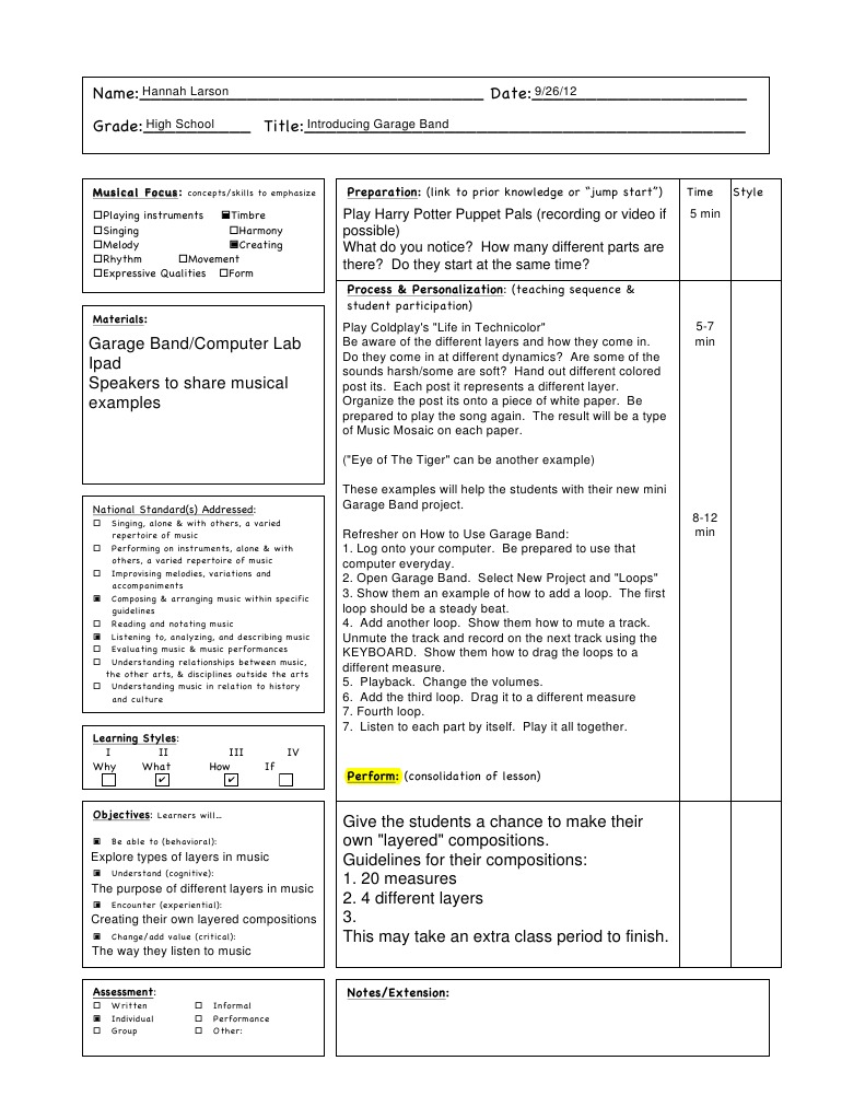 Garage Band Project Using Ostinato Patterns | PDF | Musical ...