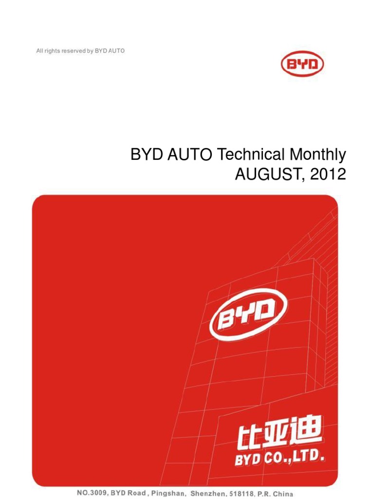 BYD AUTO Technical Monthly - August | PDF | Tire | Steering