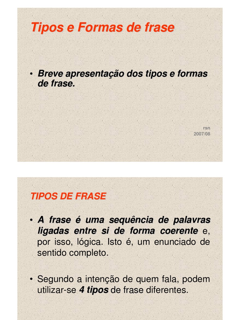Tipos e Formas de Frase | PDF | Autoajuda