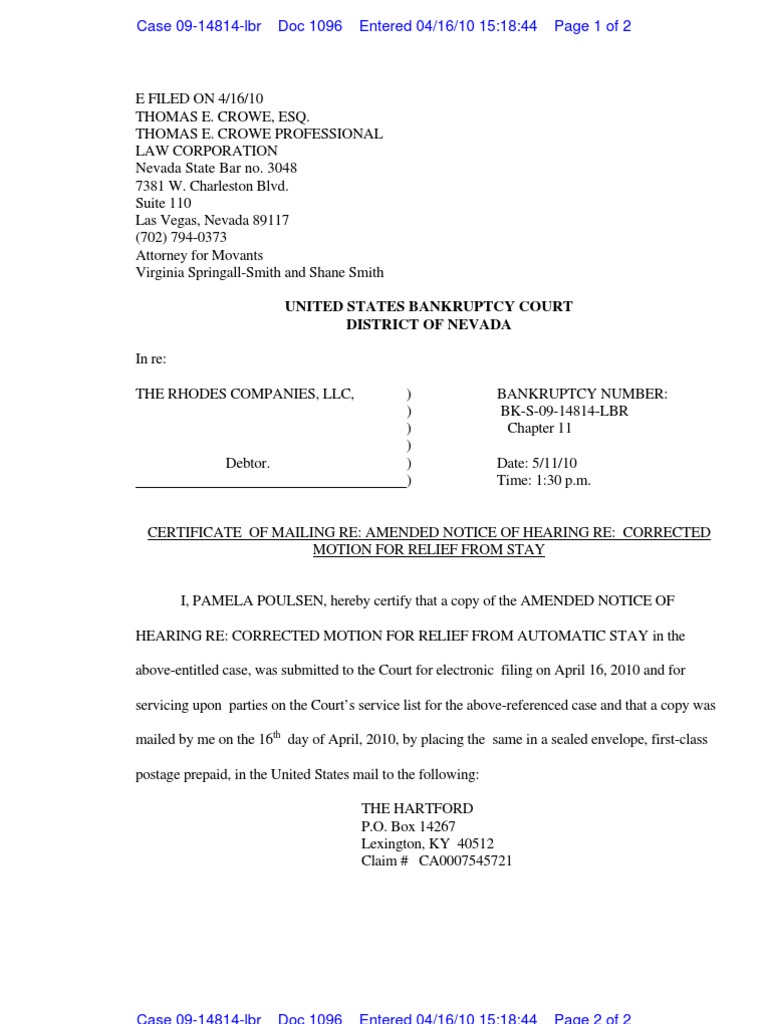 Amended Notice of Hearing in Bankruptcy | PDF | Politics | Social Science