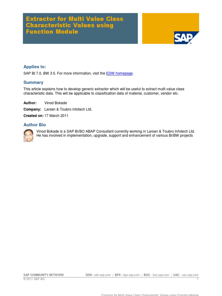 Extractor For Multi Value Class Characteristic Values Using Function ...