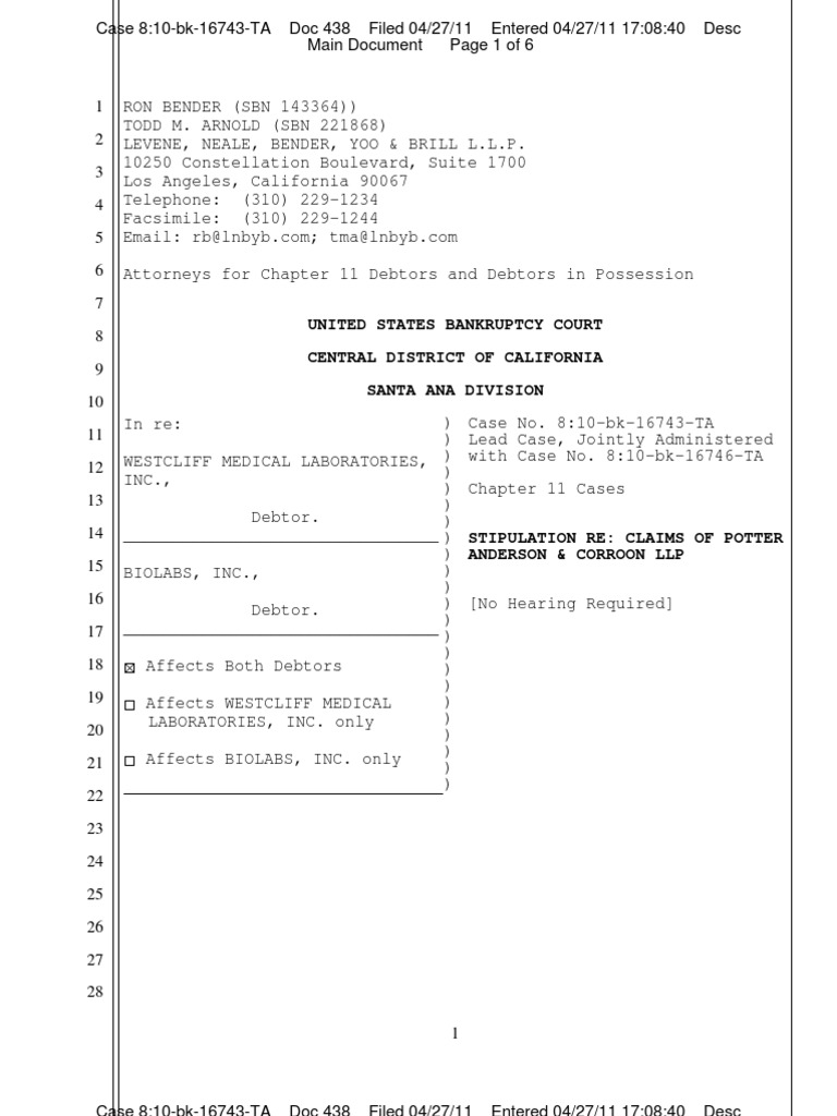 United States Bankruptcy Court Central District of California Santa Ana ...