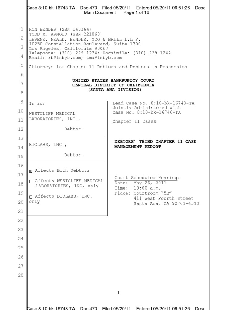United States Bankruptcy Court Central District of California (Santa ...
