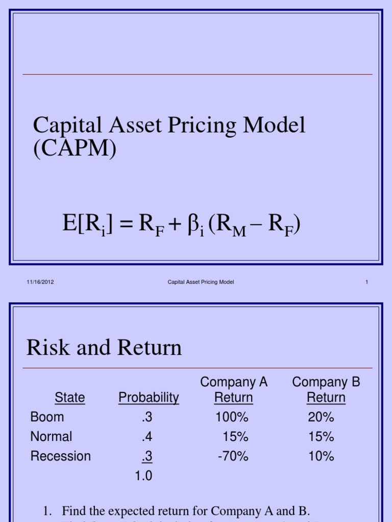 Capital Asset Pricing Model | PDF | Capital Asset Pricing Model | Beta ...