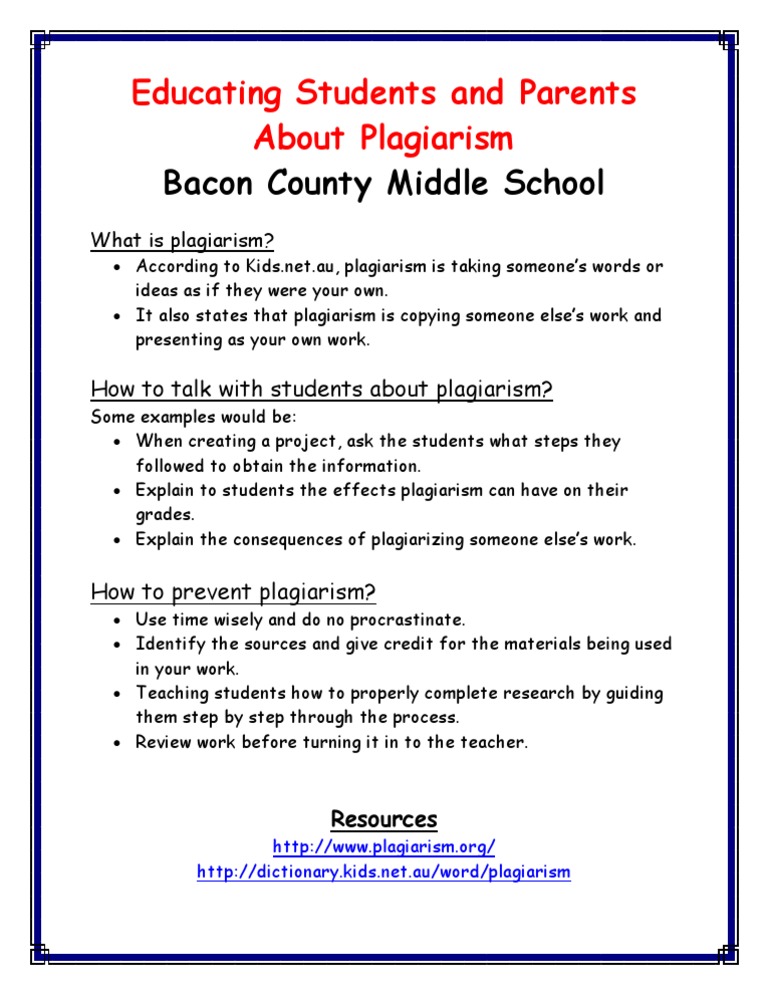 Educating Students and Parents About Plagiarism | PDF