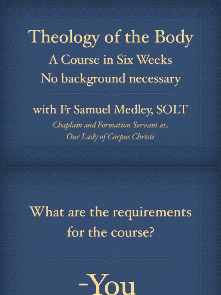 Theology of The Body Session 1. Man and Woman He Created Them | PDF ...