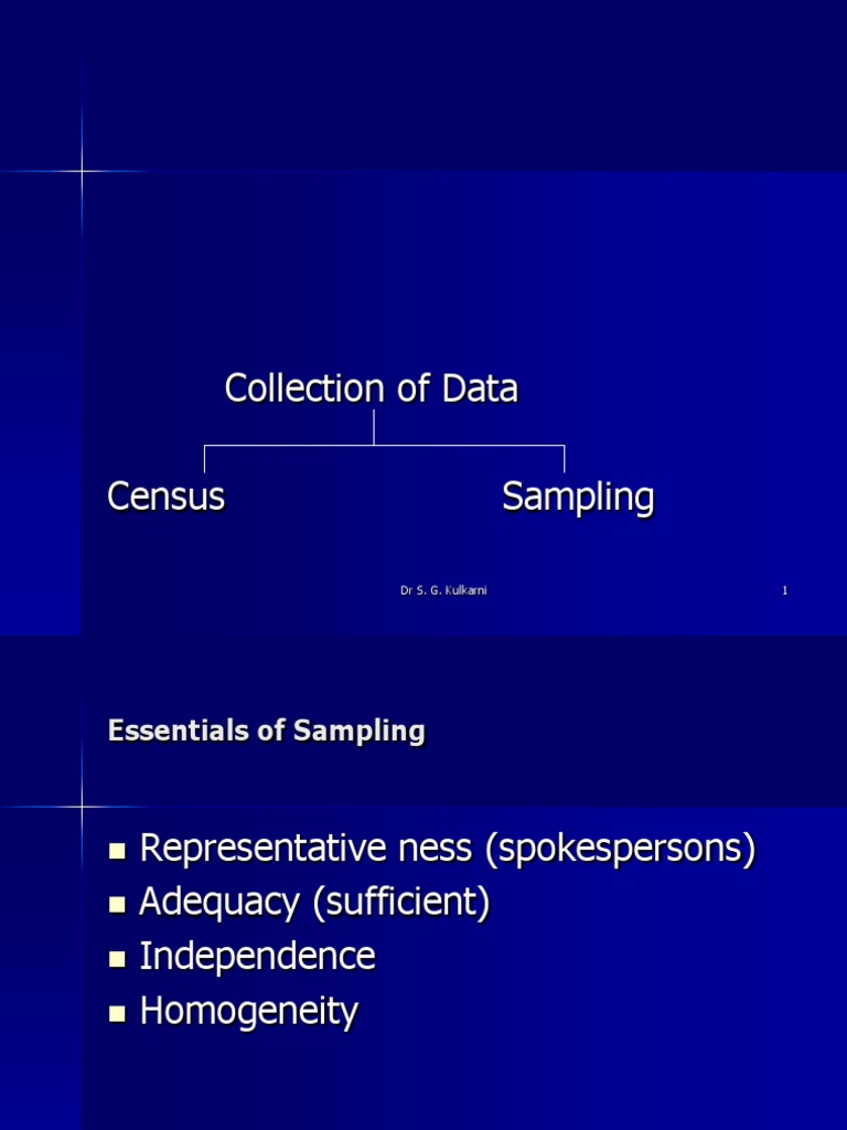 Collection of Data Census Sampling: DR S. G. Kulkarni 1 | PDF ...