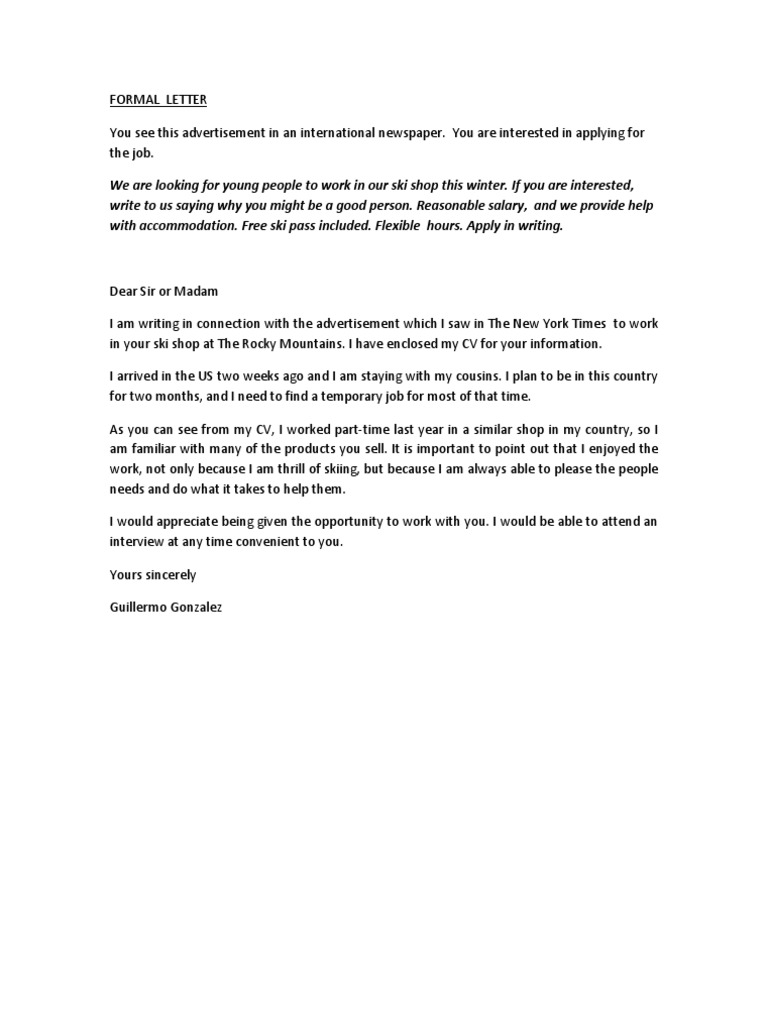 Formal Letter Fce | PDF