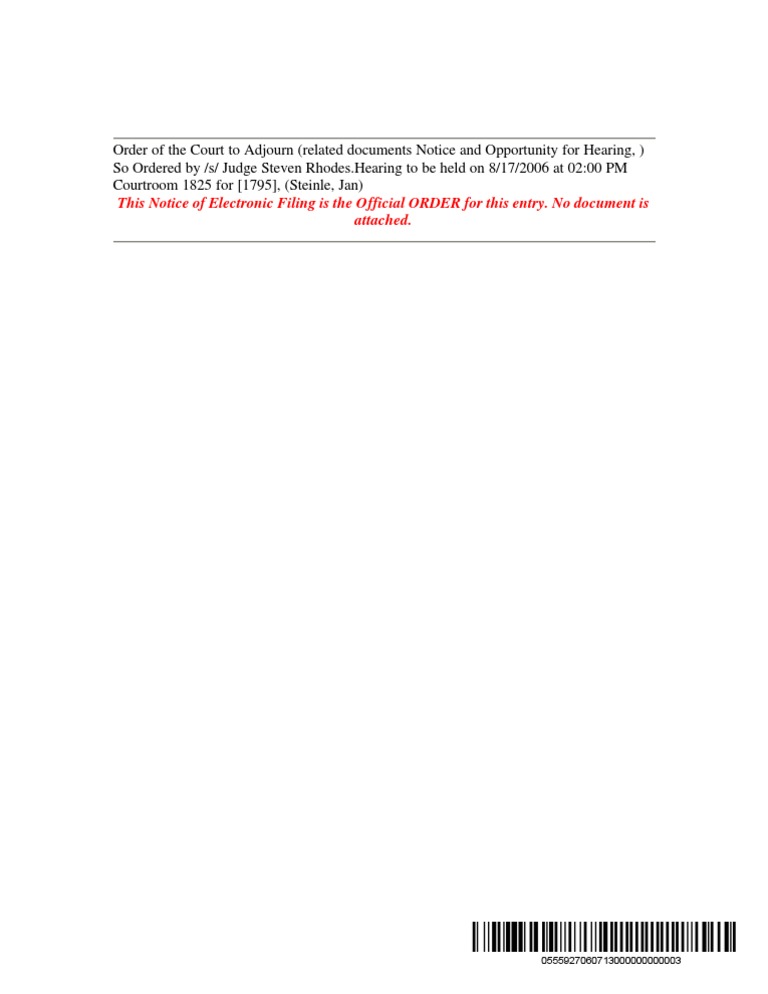 This Notice of Electronic Filing Is The Official ORDER For This Entry ...