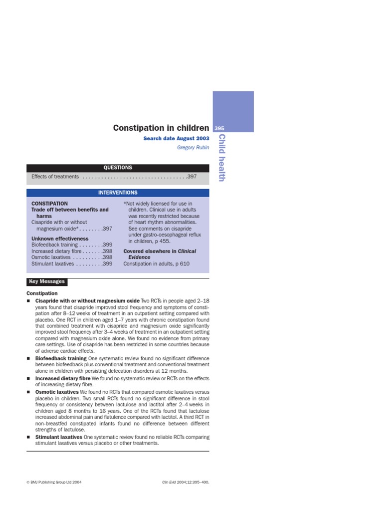 Constipation in Children | Download Free PDF | Constipation ...
