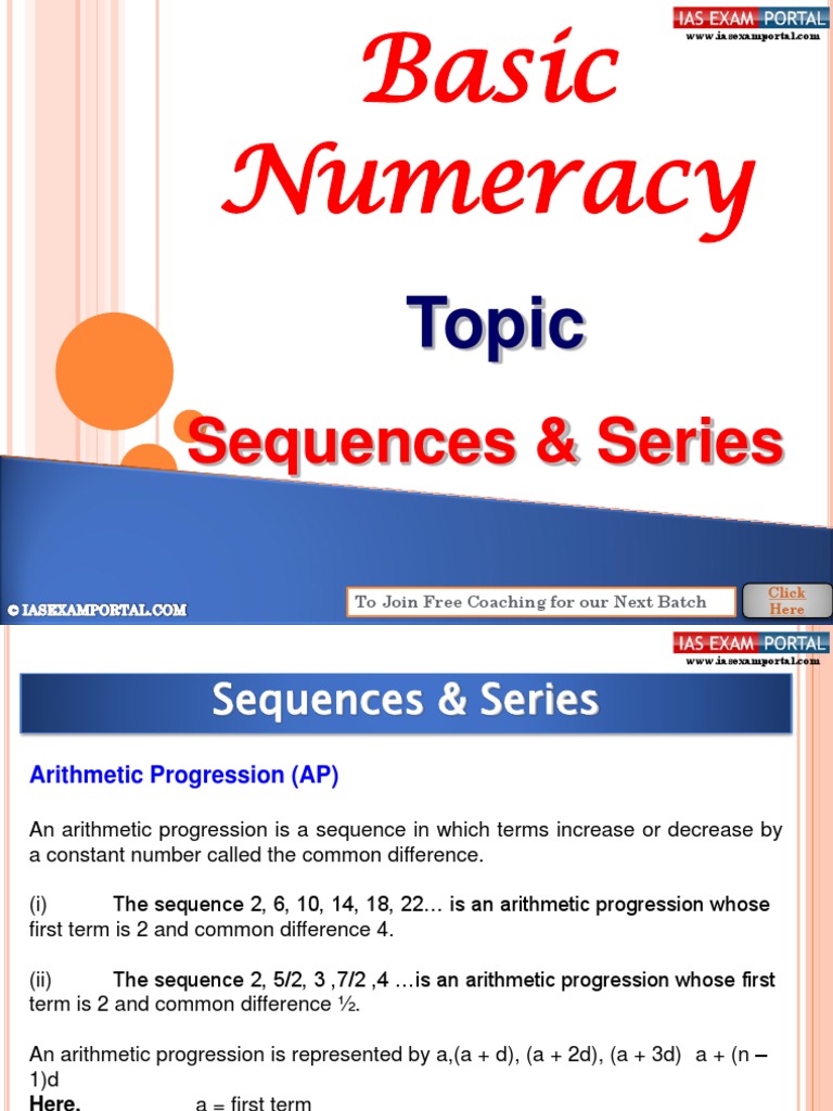 Basic Numeracy Sequences Series | PDF | Elementary Mathematics | Numbers