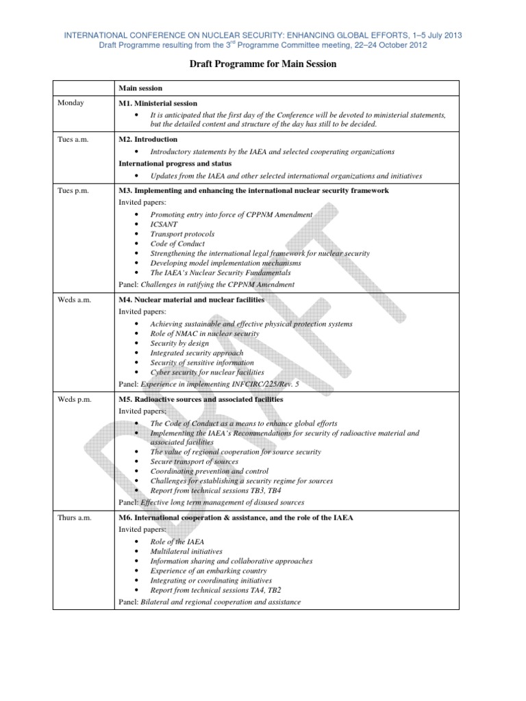 Draft Programme For Distribution | PDF | Nuclear Safety And Security ...