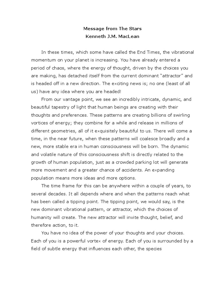 Message From The Stars | PDF | Earth | Thought