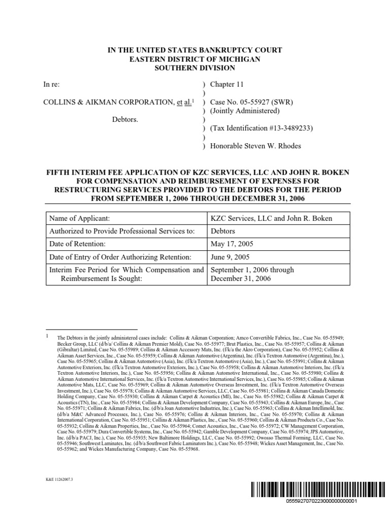 Bankruptcy Fee Application Review | PDF | Chapter 11 | Bankruptcy In ...