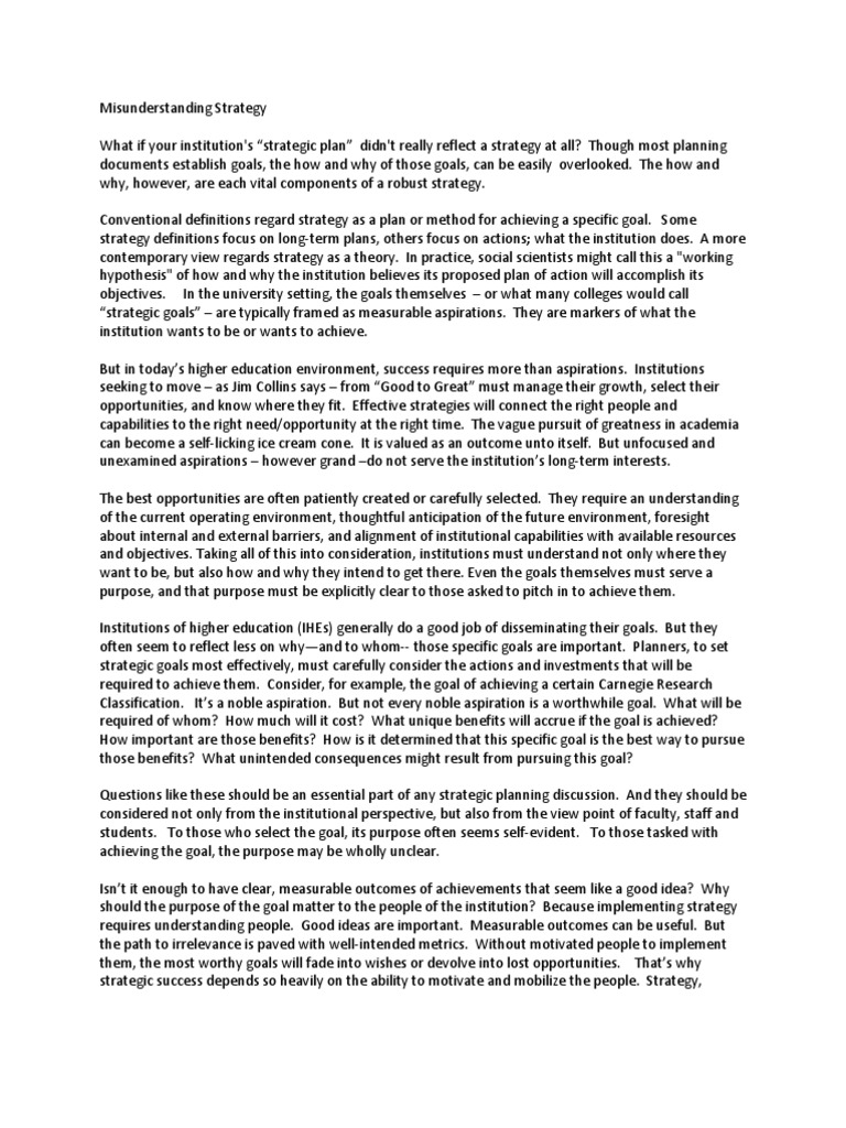 Misunderstanding Strategy | PDF | Strategic Management | Goal