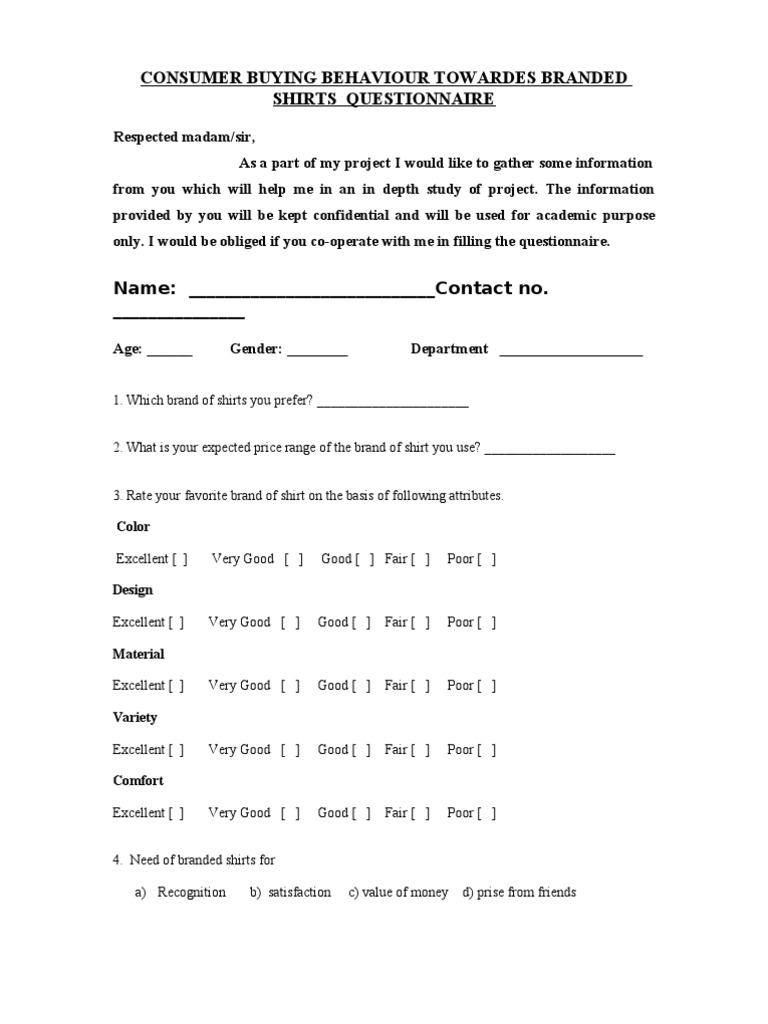 Consumer Behaviour Questionnaire | PDF | Brand | Advertising