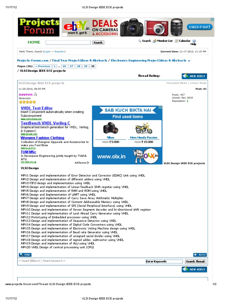 VLSI Design IEEE ECE Projects | PDF | Vhdl | Central Processing Unit