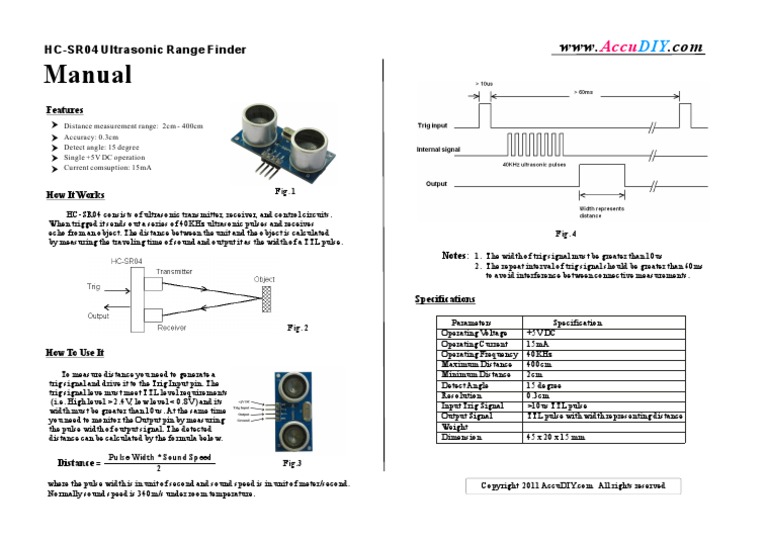 HC-SR04 Ultrasonic Sensor Datasheet | PDF