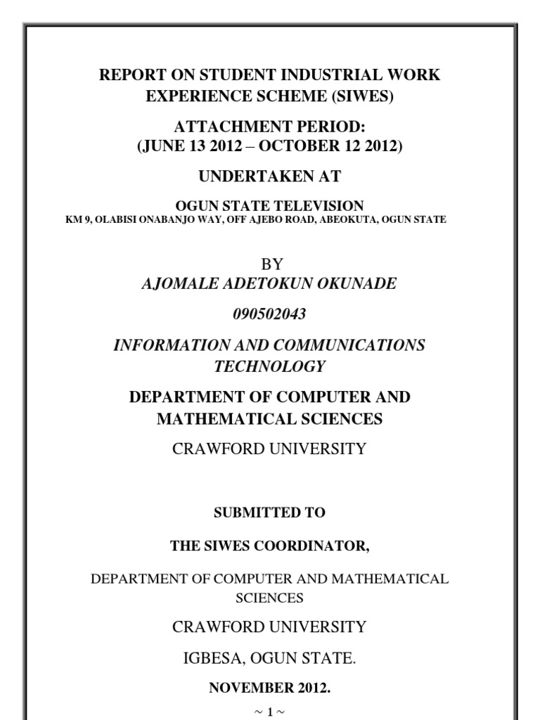 Industrial Training Report Sample by Ajomale Adetokun | PDF | Streaming ...