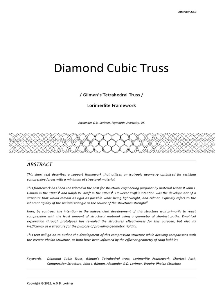 Diamond Cubic Truss PDF | PDF | Truss | Mathematical Optimization