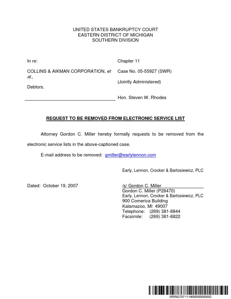 Request to Remove from Service List | PDF | Social Science
