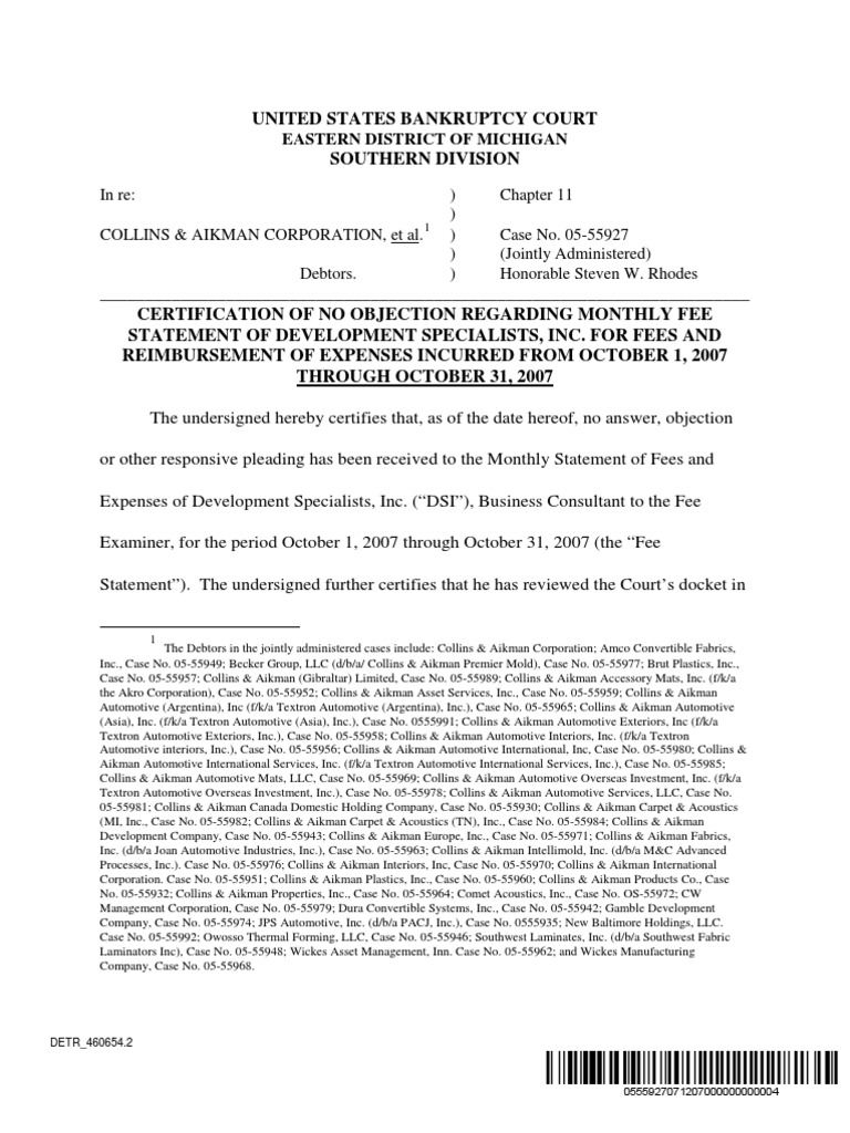 United States Bankruptcy Court Southern Division | PDF | Bankruptcy ...