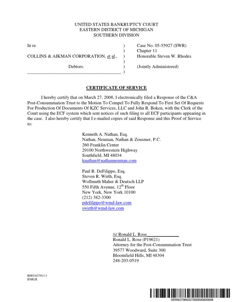 Certificate of Service | PDF | Law