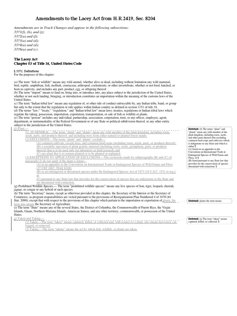 Lacey Act Amendments Overview | PDF | Asset Forfeiture | Civil Penalty
