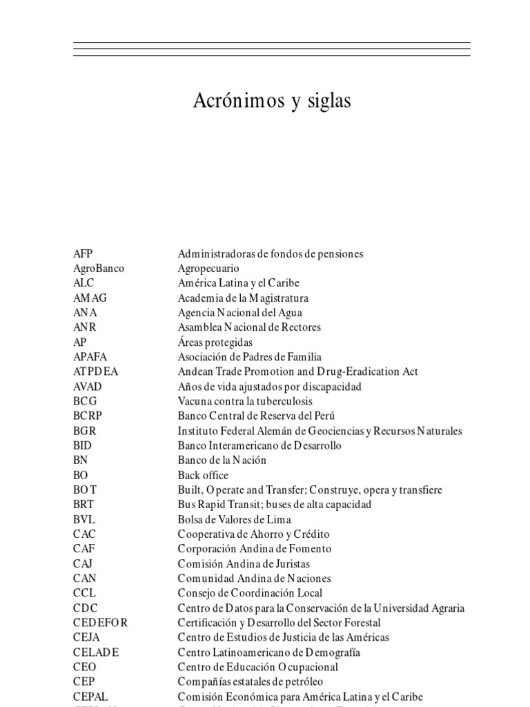 2.Acronimos y Siglas | Perú | Minería