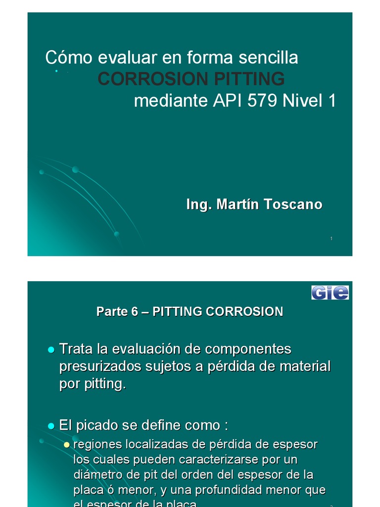 Pitting Segun API 579 | PDF | Métodos y materiales de enseñanza