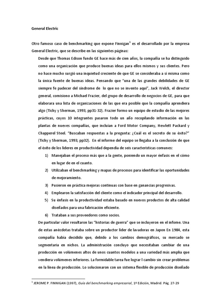 General Electric | PDF | Energia General | Benchmarking