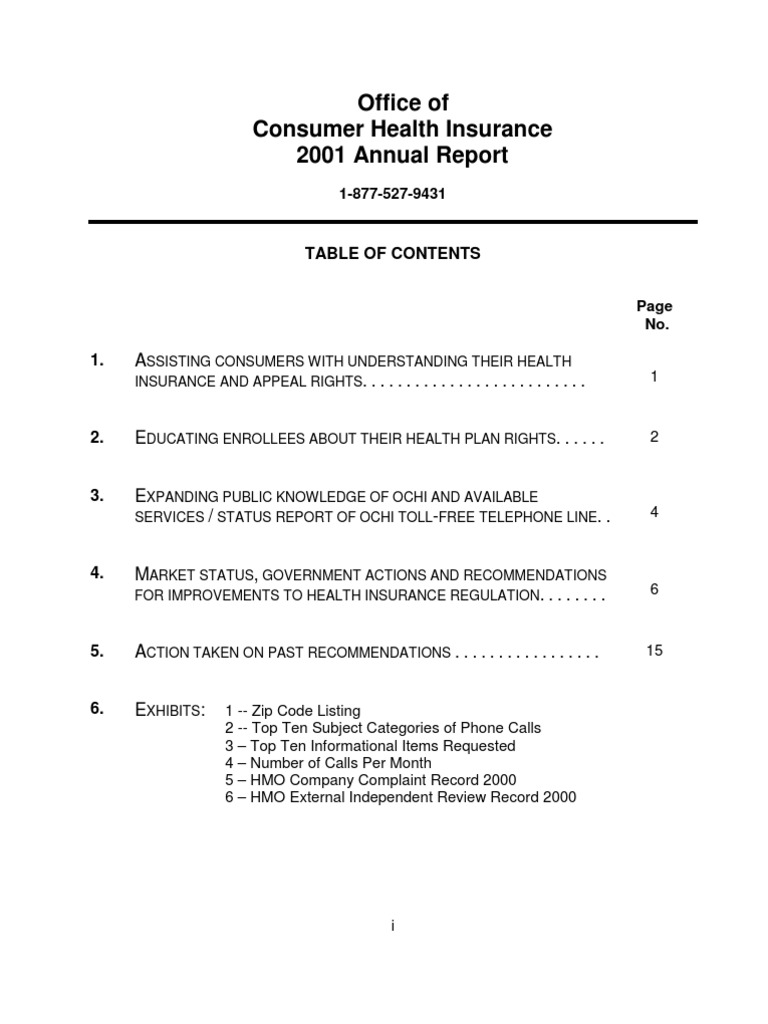 OCHI 2001 Annual Report | PDF | Health Maintenance Organization ...