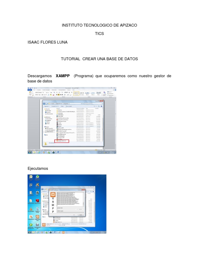 Tutorial Base de Datos Xampp | PDF | Php | Archivo de computadora