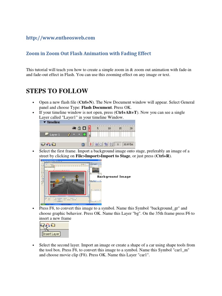 Steps To Follow: Zoom in Zoom Out Flash Animation With Fading Effect | PDF | Adobe Flash | Computing