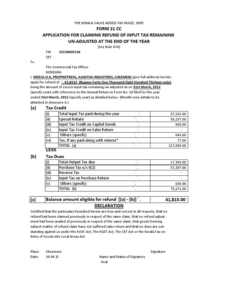 FORM 21CC in Excel Format | PDF | Taxation | Public Economics