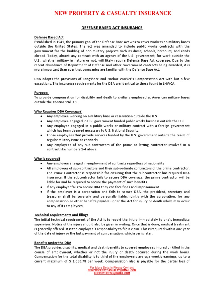 Defense Based Act Insurance | PDF | Common Law | Government