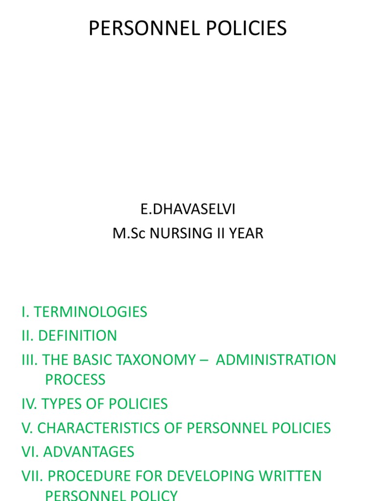 Developing Effective Personnel Policies: A Seven-Step Process for ...