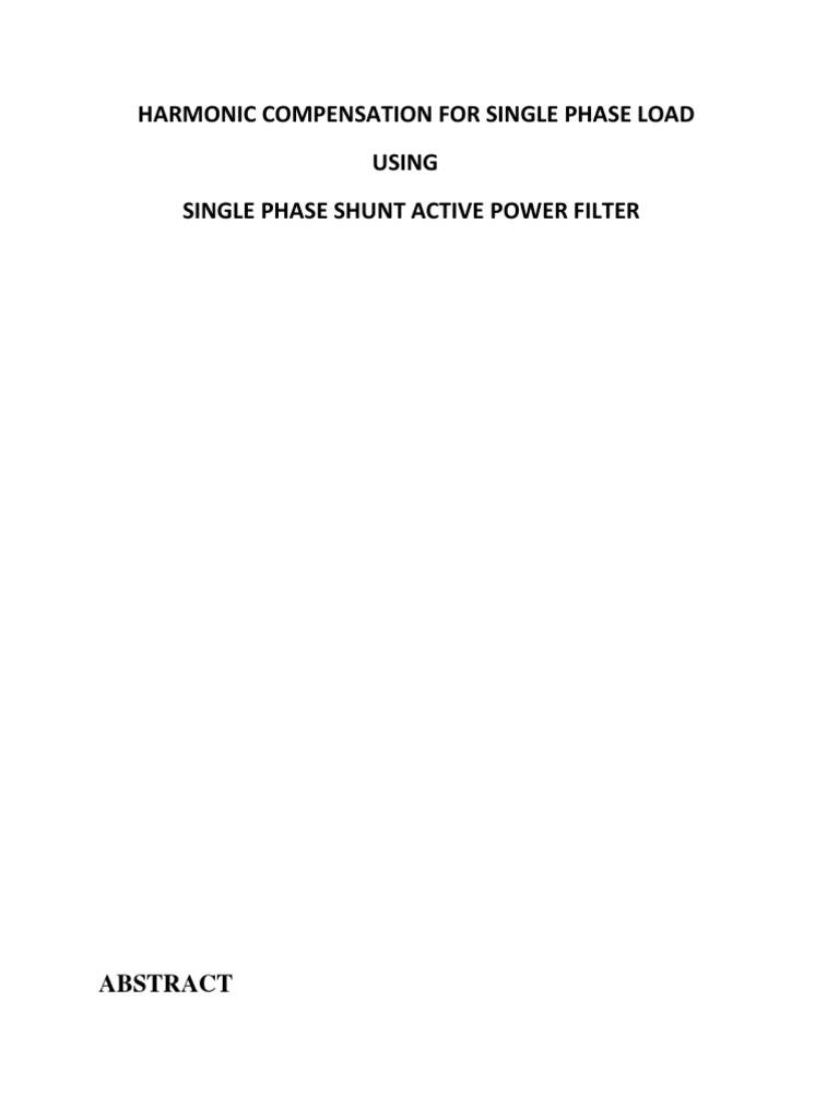Harmonic Compensation For Single Phase Load Using Single Phase Shunt ...
