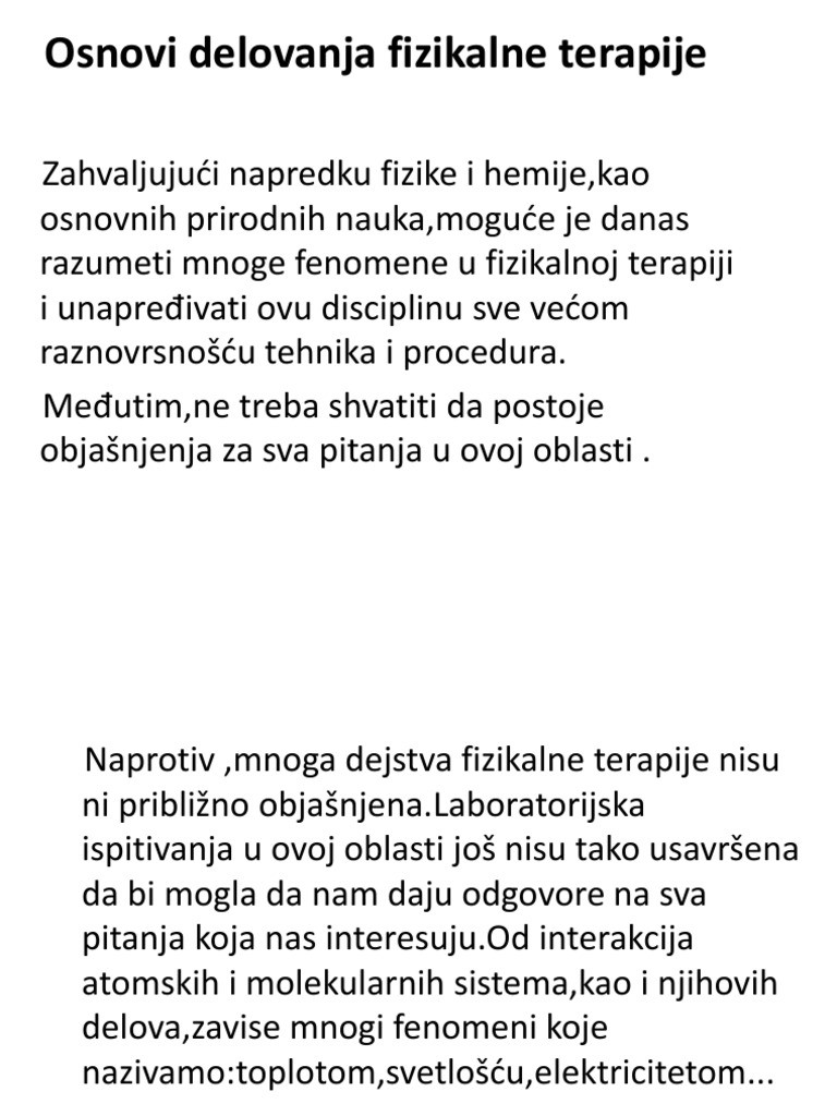 Osnovi Delovanja Fizikalne Terapije | PDF