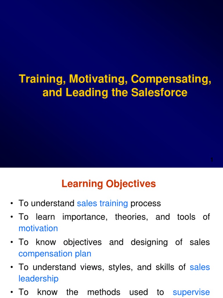 Training, Motivating, Compensating, and Leading The Salesforce | PDF ...