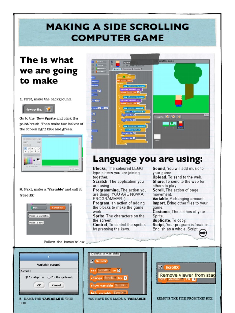 How To Make A Side Scrolling Game Pdf Scratch Programming Language Computing