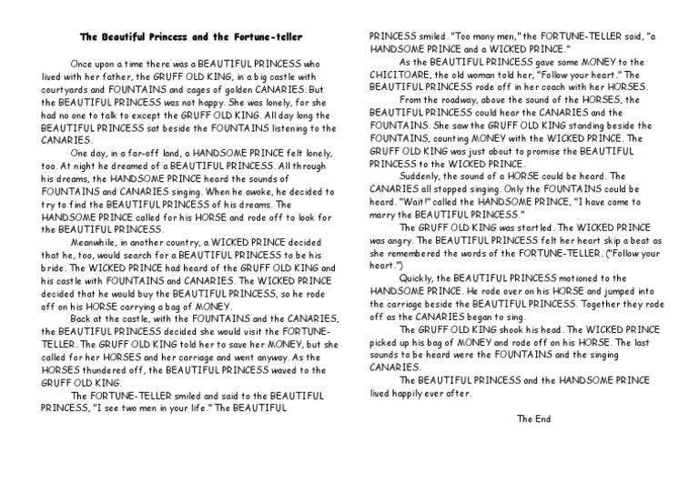 Beautiful Princess & Fortune Teller Story | PDF | Classics