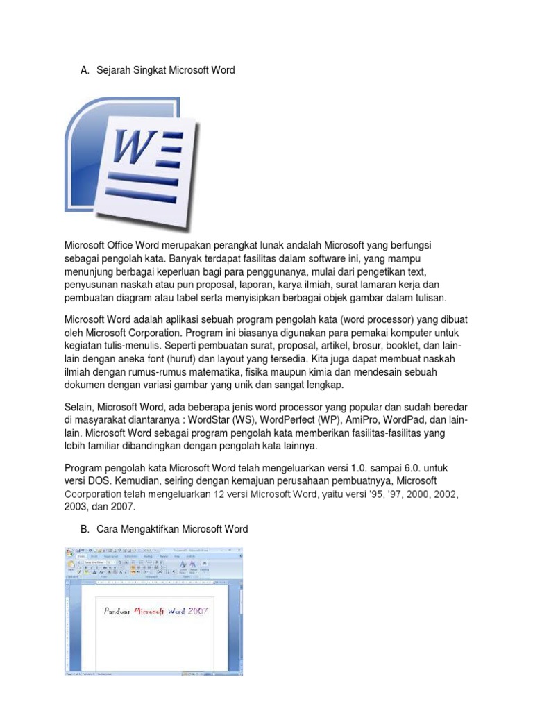 Sejarah Singkat Microsoft Word | PDF | Komputer